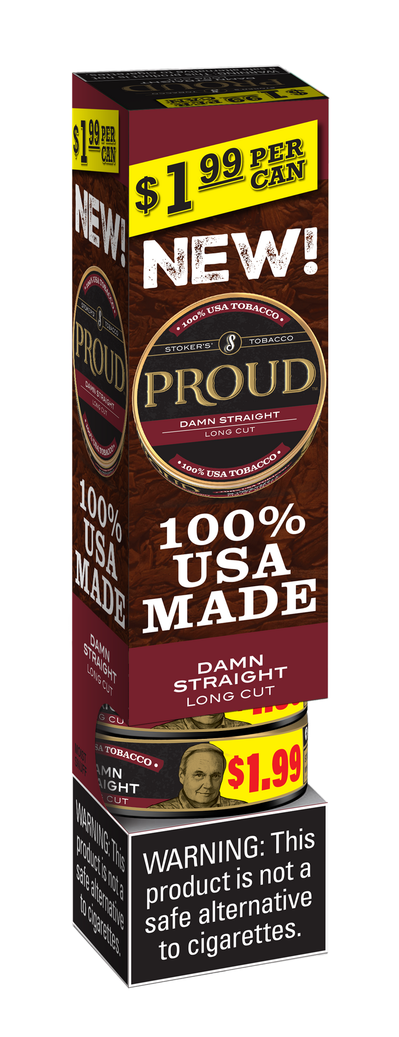 Stoker's Proud Long Cut Straight Moist Snuff Cans - Pre-Priced $1.99 T